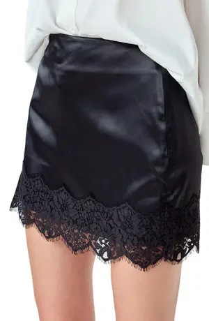 Endless Rose Lace Trim Satin Miniskirt