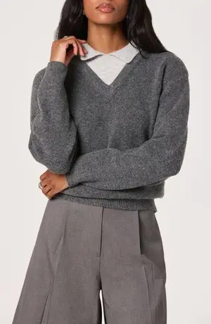 Astr The Label Contrast Collar Sweater