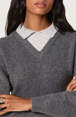 Astr The Label Contrast Collar Sweater