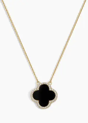 ELECTRIC PICKS Icon Black Clover Necklace - Gold