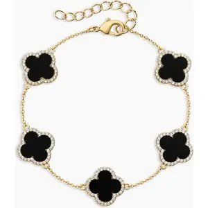 ELECTRIC PICKS Icon Black Clover Bracelet - Gold