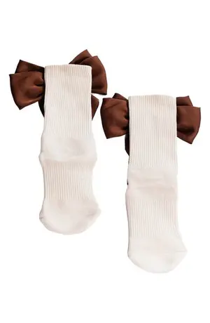 AREBESK Anna Bow Grip Crew Socks