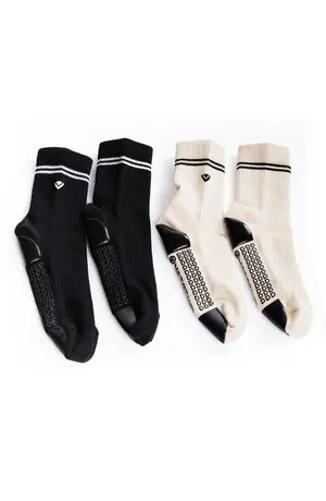 AREBESK Assorted Grip Crew Socks 2 Pack - Multi