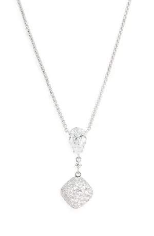 Nadri Cushion Pendant Necklace - Rhodium