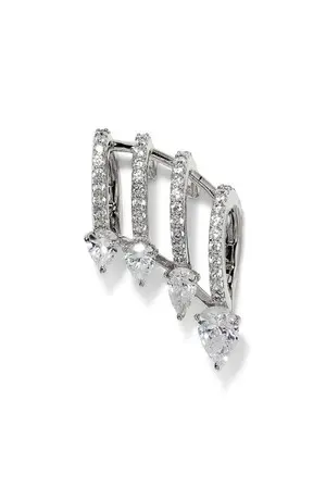 Nadri Cubic Zirconia Multi Row Ear Cuff Rhodium