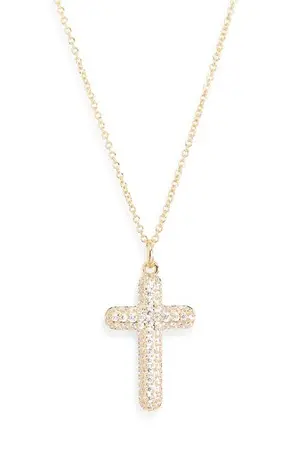 Nadri Crushed Pavé Cross Pendant Necklace - Gold