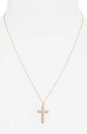 Nadri Crushed Pavé Cross Pendant Necklace - Gold
