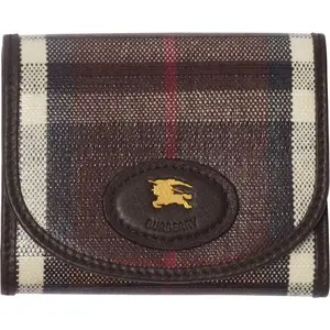 Burberry Highlands Check Coated Canvas Compact Wallet - Mahogany