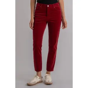 Kut From The Kloth Charlize Ankle Cigarette Velvet Pants - Red