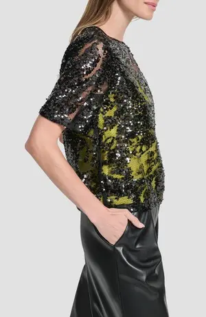 Dkny Sequin Overlay Boxy Top