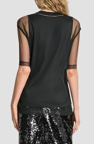 Dkny Layered Mesh Sequin Top