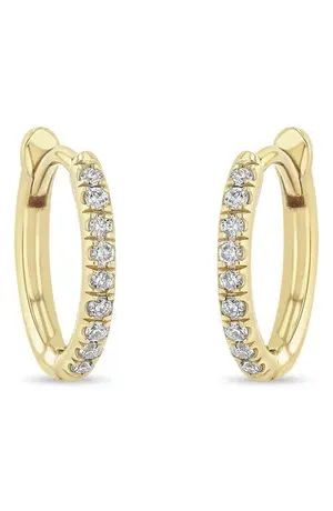 Zoe Chicco Small Diamond Pavé Hinged Huggie Earrings - 14k Yellow Gold