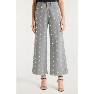 Cinq À Sept Betsy Studded Flare Ankle Jeans - Lune/silver