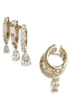 Nadri Triple Illusion Hoop Drop Earrings - Gold