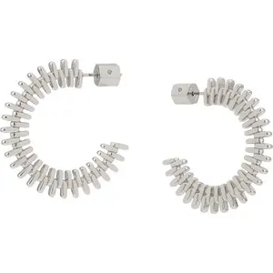 ALLSAINTS Zipper Tooth Hoop Earrings - Shiny Silver
