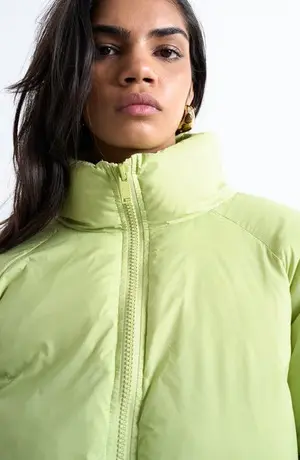 Topshop Puffer Bomber Jacket - Medium Green