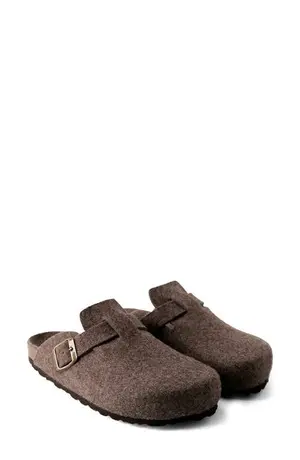 Mango Felt Clogs With Buckle - Medium Brown