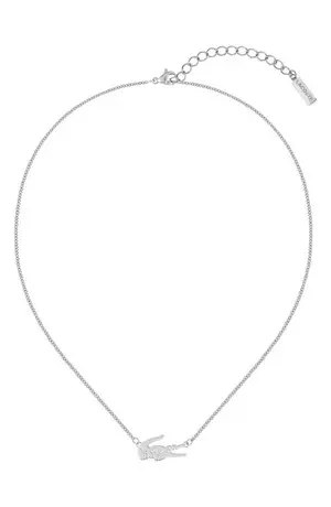 Lacoste Crocodile Chain Necklace - Silver