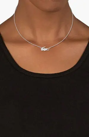 Lacoste Crocodile Chain Necklace - Silver