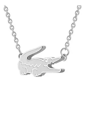 Lacoste Crocodile Chain Necklace - Silver