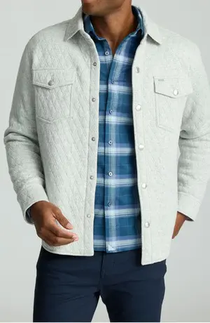 UNTUCKIT Braunfield Quilted Knit Overshirt - Grey
