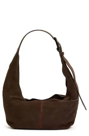 HAMMITT Tom Zip Medium Hobo Bag - Belted Suede/gunmetal