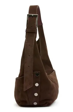 HAMMITT Tom Zip Medium Hobo Bag - Belted Suede/gunmetal