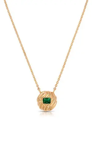 Ettika Textured Disc Pendant Necklace - Green