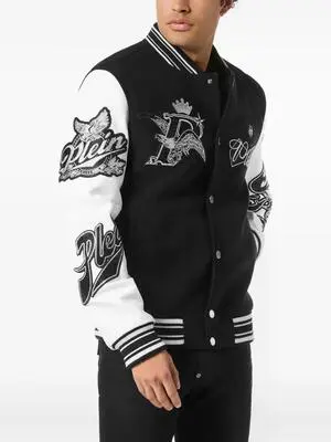 Philipp Plein Eagle-embellished Varsity Bomber Jacket