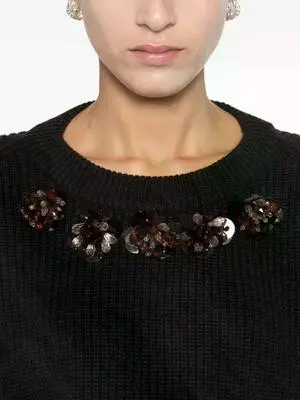 P.a.r.o.s.h Bead-embellished Crewneck Sweater - Brown