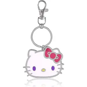 HELLO KITTY Metal Keychain - Silver/ White