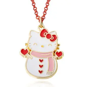 HELLO KITTY Snowman Pendant Necklace And Stud Earring Set
