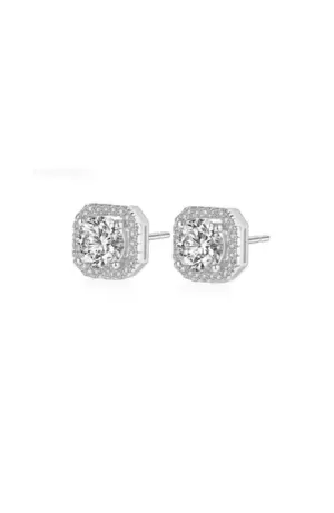 DLORIA Halo Stud Earrings - Silver
