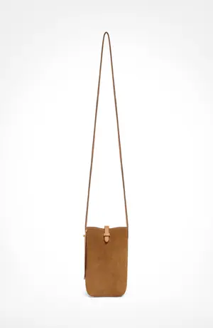 AVITEUR Suede Phone Pouch - Walnut