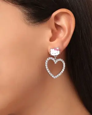 HELLO KITTY Heart Dangle Drop Earrings