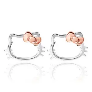 HELLO KITTY Sterling Silhouette Stud Earrings - Silver