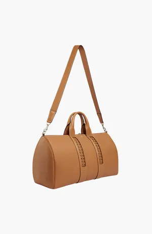AVITEUR Leather Weave Duffle Bag - Walnut