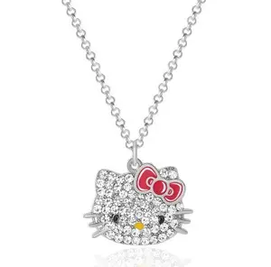 HELLO KITTY Fashion Pave Crystal Necklace - Silver