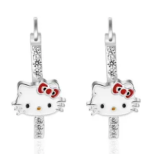 HELLO KITTY Cubic Zirconia And Enamel Hoop Earrings