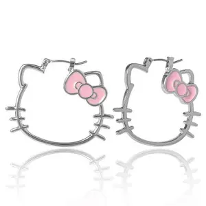 HELLO KITTY Silhouette Hoop Earrings - Silver