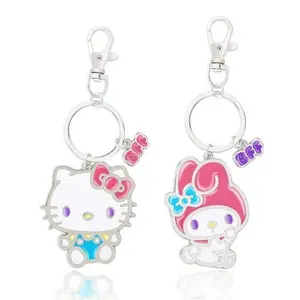 HELLO KITTY And My Melody Keychain Set - White/ Silver