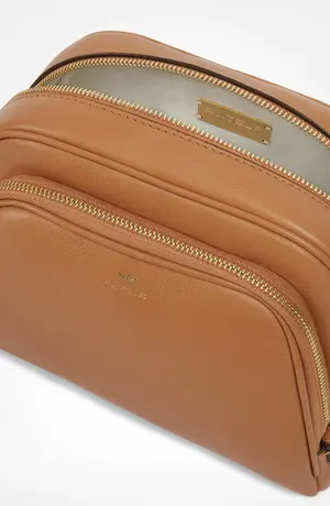 AVITEUR Necessaire Calfskin Zipped Toiletry Bag - Walnut