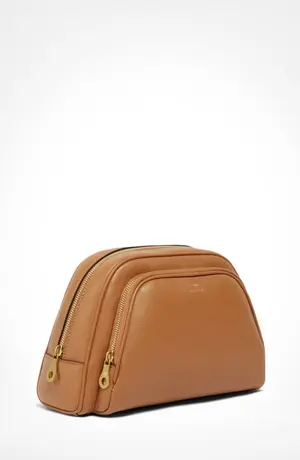 AVITEUR Necessaire Calfskin Zipped Toiletry Bag - Walnut