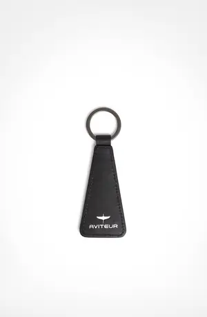 AVITEUR Paglia Di Vienna Weave Calfskin Keyring - Black