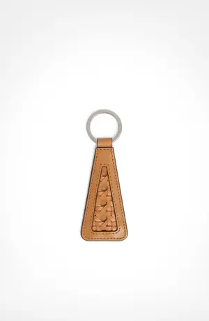 AVITEUR Paglia Di Vienna Weave Calfskin Keyring Walnut