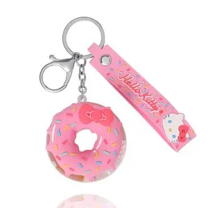 HELLO KITTY Donut Keychain With Strap - Pink
