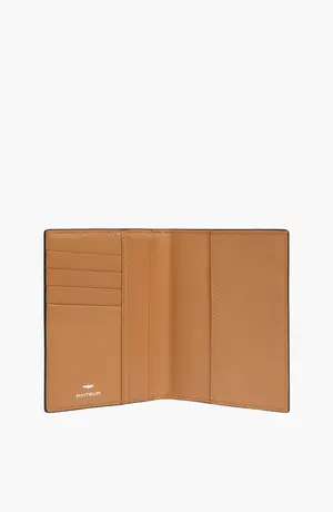 AVITEUR Double Calfskin Paglia Di Vienna Weave Passport Holder - Walnut
