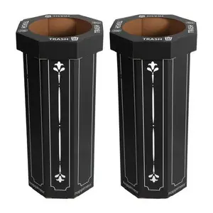 HAPPIMESS Fleur 25-gallon Classic Disposable Corrugated Cardboard Event Trash Can And Recycling Bin - Bridal Black
