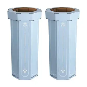 HAPPIMESS Fleur 25-gallon Classic Disposable Corrugated Cardboard Event Trash Can And Recycling Bin - Bridal Blue