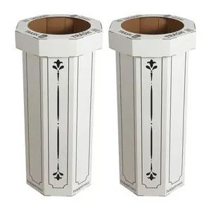 HAPPIMESS Fleur 25-gallon Classic Disposable Corrugated Cardboard Event Trash Can And Recycling Bin - Bridal Ivory